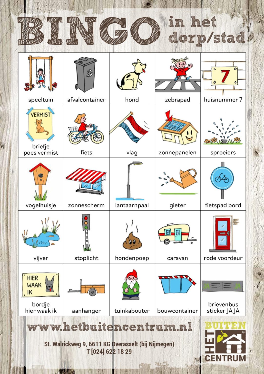 Speel nu de Outdoor Bingo - Het Buitencentrum groepsaccommodaties