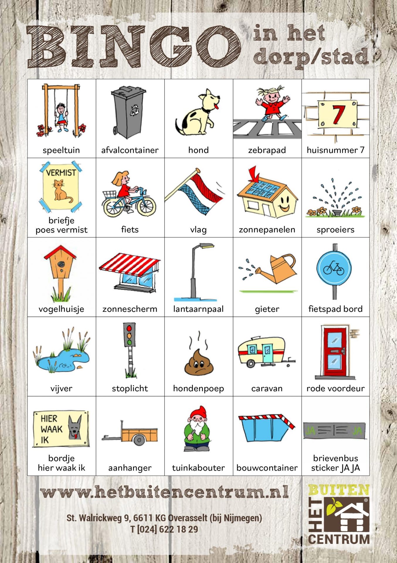 Speel nu de Outdoor Bingo - Het Buitencentrum groepsaccommodaties
